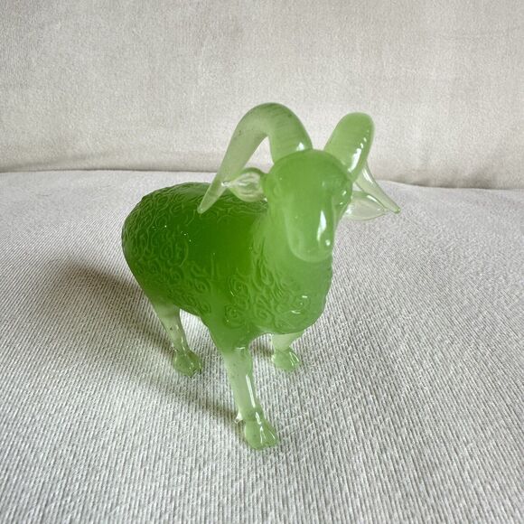 Accents | Vintage Chinese Carved Lime Green Jade Goat 3 | Poshmark